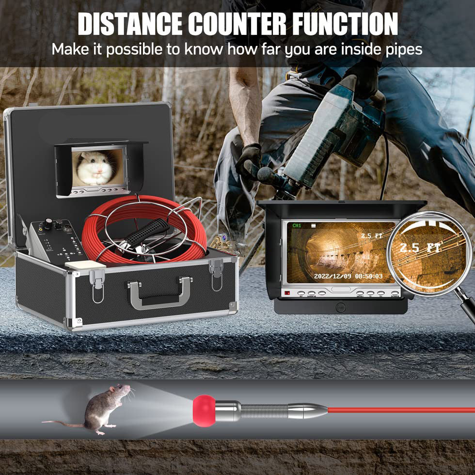 Industrial Pipeline Drain Endoscope With 7" LCD Color Monitor AutoSelf ...